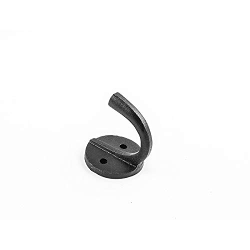 Renovators Supply Bathroom Hooks 1.6 in. Black Wrought Iron Wall Mount Hooks for Hanging Robe, Towel, Hat, or Jewellery with Mounting Hardware