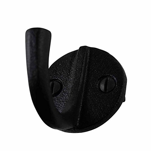 Renovators Supply Bathroom Hooks 1.6 in. Black Wrought Iron Wall Mount Hooks for Hanging Robe, Towel, Hat, or Jewellery with Mounting Hardware