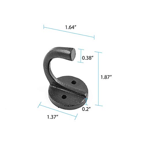 Renovators Supply Bathroom Hooks 1.6 in. Black Wrought Iron Wall Mount Hooks for Hanging Robe, Towel, Hat, or Jewellery with Mounting Hardware