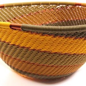 Fair Trade Zulu African Wire Triangular Bowl Papaya, Approximately 4.5" Across, WB05T.PY.28387