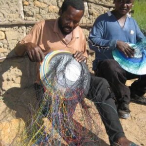 Fair Trade Zulu African Wire Triangular Bowl Papaya, Approximately 4.5" Across, WB05T.PY.28387