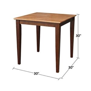 International Concepts Solid Wood Dining Table with Shaker Legs, 30 by 30 by 30-Inch, Cinnemon/Espresso