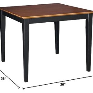 International Concepts Solid Wood Dining Table in Black/Cherry, 36"W x 36"D x 30"H,