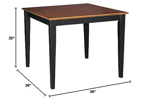 International Concepts Solid Wood Dining Table in Black/Cherry, 36"W x 36"D x 30"H,