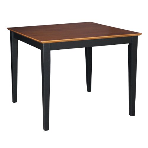 International Concepts Solid Wood Dining Table in Black/Cherry, 36"W x 36"D x 30"H,