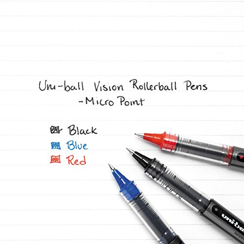 uni-ball 60108 Vision Roller Ball Stick Waterproof Pen Blue Ink Micro Dozen