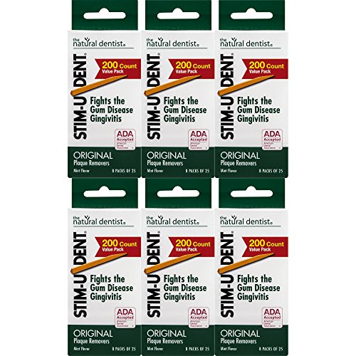 Stim-U-Dent Original, The Un-Plastic Plaque Removers, Mint-Flavored, 200 Count Box (Pack of 6)