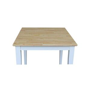 International Concepts Solid Wood Dining Table with Shaker Legs, White/Natural