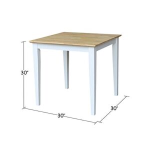 International Concepts Solid Wood Dining Table with Shaker Legs, White/Natural