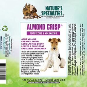 Nature's Specialties Almond Crisp Ultra Concentrated Dog Shampoo for Pets, Makes up to 8 Gallons, Natural Choice for Professional Groomers, Texturizing and Volumizing, Made in USA, 32 oz