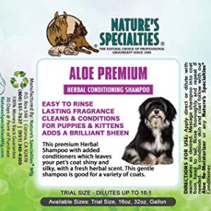 Nature's Specialties Aloe Premium Ultra Concentrated Dog Shampoo Conditioner for Pets, Makes up to 16 Gallons, Natural Choice for Professional Groomers, Herbal Aloe Infused Formula, Made in USA, 1 gal