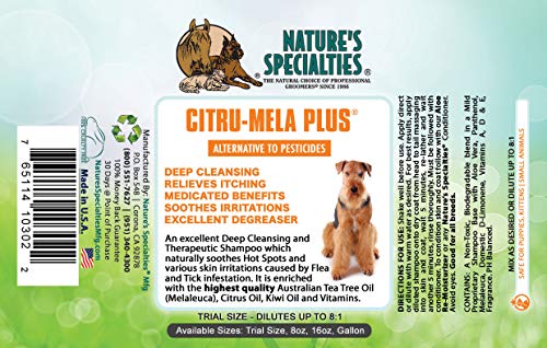 Nature's Specialties Citru-Mela Shampoo for Dogs Cats, Non-Toxic Biodegradeable, 16oz