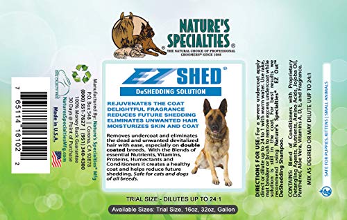 Nature's Specialties EZ Shed Ultra Concentrated Dog Conditioner for Pets, Makes up to 3 Gallons, Natural Choice for Professional Groomers, Deshedding Solution, Made in USA, 16 oz