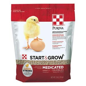 purina start & grow starter/grower medicated feed crumbles, 5 lb bag