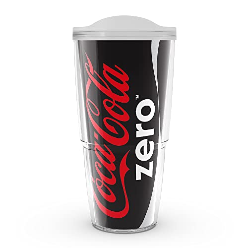 Tervis Coca-Cola - Coke Zero Can Made in USA Double Walled Insulated Tumbler Travel Cup Keeps Drinks Cold & Hot, 24oz, Clear Lid