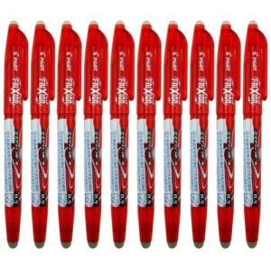 pilot frixion erasable gel pen 0.5mm, extra fine red, 10pcs box