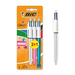 boligrafo bic 4 colores shine blister 3 unidades