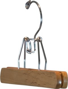 Wooden Clamp Pant Hanger in Natural Finish with Felt Inserts, Box of 50 Classic Bottoms Hangers with Metal Snap Lock by The Great American Hanger Company