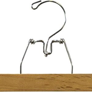 Wooden Clamp Pant Hanger in Natural Finish with Felt Inserts, Box of 50 Classic Bottoms Hangers with Metal Snap Lock by The Great American Hanger Company