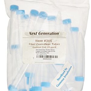 Next Generation 25-Pack Sterile Capped Centrifuge Tubes for Pet Semen Shipping, 15ml