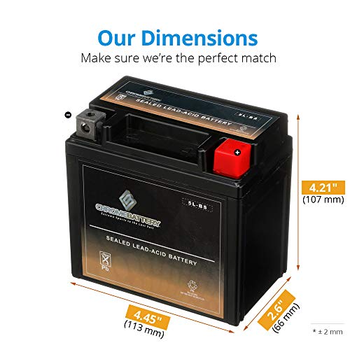 Chrome Battery YTX5L-BS Maintenance Free Replacement Battery for ATV, Motorcycle, and Scooter: 12 Volts.5 Amps, 4Ah, Nut and Bolt (T3) Terminal