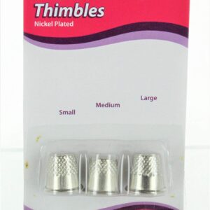 Allary Craft & Sew ASSORTED THIMBLES Pack Small, Medium & Large Sizes (1 of Each Size) (NICKEL PLATED Metal Thimbles)