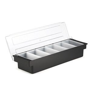 tablecraft (102) 6-compartment black plastic condiment holder