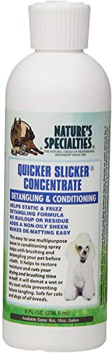 Nature's Specialties Quicker Slicker Ready to Use Detangling and Conditioning Spray, Natural Choice for Professional Groomers, Helps Restore Moisture, Made in USA, 8 oz