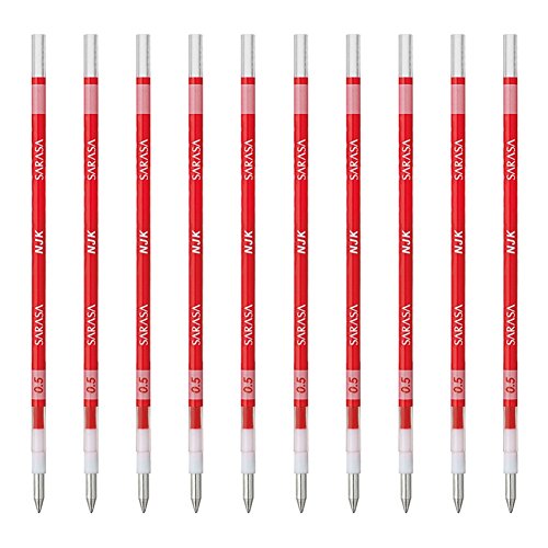 Zebra BRNJK5R Ballpoint Pen Refill, Prefeel, Sarasa NJK-0.5 Lead, Red, 10 Pieces