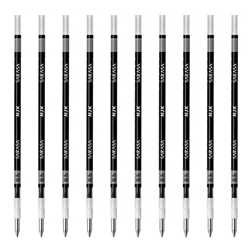 Zebra BRNJK5BK Prefer Sarasa NJK-0.5 Ballpoint Pen Refills, Black, 10 Pieces