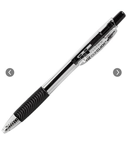 Clip Click Retractable Ball Point Pens, 1.0 mm Black Ink, Set of 8