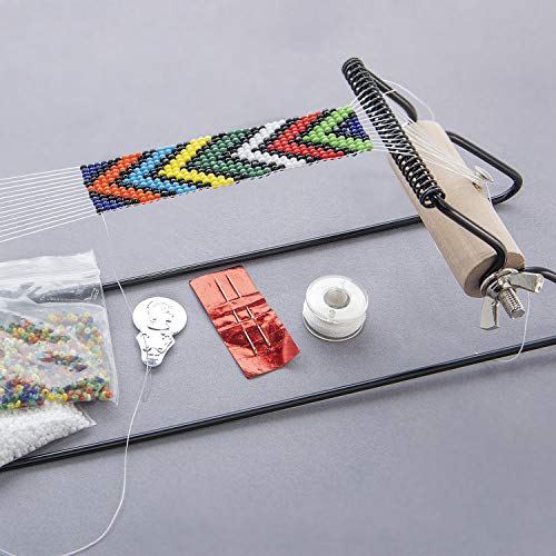 The Beadsmith Metal Bead Loom Kit, Includes Loom (12.5" x 2.5" x 3"), Thread, Needles, and 18 Grams Glass Beads for Bracelets, Necklaces, Belts, and More