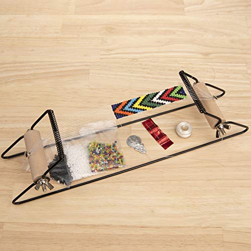 The Beadsmith Metal Bead Loom Kit, Includes Loom (12.5" x 2.5" x 3"), Thread, Needles, and 18 Grams Glass Beads for Bracelets, Necklaces, Belts, and More