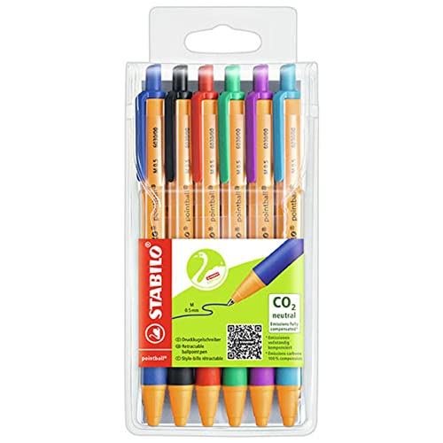 Ballpoint - STABILO pointball - Wallet of 6 - Assorted colors