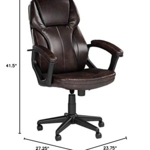 Serta Manager Office, Ergonomic Computer Chair with Layered Body Pillows Contoured Lumbar Zone, Faux Leather, Roasted Chestnut Brown