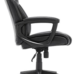 Serta Executive High Back Office Chair with Lumbar Support Ergonomic Upholstered Swivel Gaming Friendly Design, Bonded Leather, Black