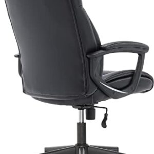 Serta Executive High Back Office Chair with Lumbar Support Ergonomic Upholstered Swivel Gaming Friendly Design, Bonded Leather, Black