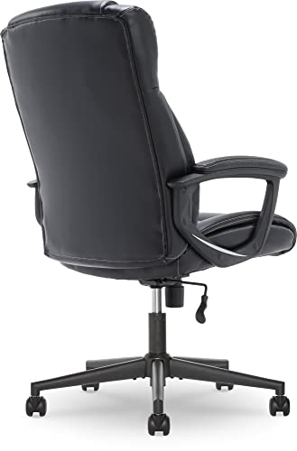 Serta Executive High Back Office Chair with Lumbar Support Ergonomic Upholstered Swivel Gaming Friendly Design, Bonded Leather, Black