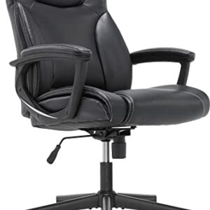 Serta Executive High Back Office Chair with Lumbar Support Ergonomic Upholstered Swivel Gaming Friendly Design, Bonded Leather, Black