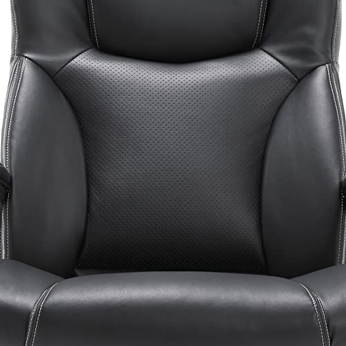 Serta Executive High Back Office Chair with Lumbar Support Ergonomic Upholstered Swivel Gaming Friendly Design, Bonded Leather, Black