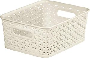 curver my style small rectangular storage basket, vintage white, 4 litre