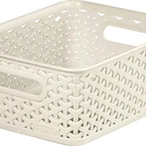 Curver My Style Small Rectangular Storage Basket, Vintage White, 4 Litre