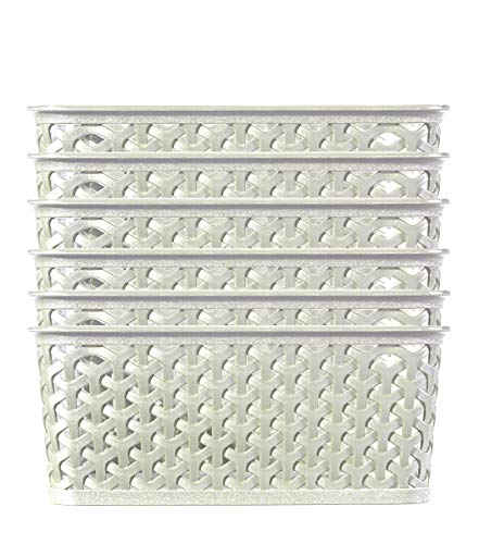 Curver My Style Small Rectangular Storage Basket, Vintage White, 4 Litre