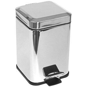 gedy gedy 2209-13 square waste bin with pedal, chrome