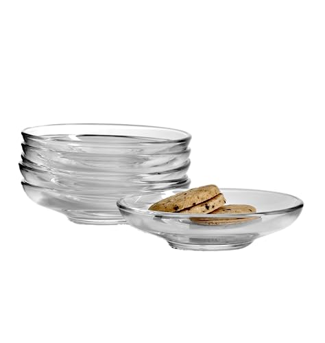 Pasabahce Premium Clear Glass Plate Saucers Set of 6, Safe in Microwave, Great for Servicing Cookies, Snacks, Fruits, Coffee, and Tea Cups, Housewarming Idea