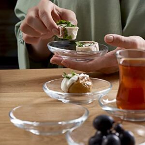 Pasabahce Premium Clear Glass Plate Saucers Set of 6, Safe in Microwave, Great for Servicing Cookies, Snacks, Fruits, Coffee, and Tea Cups, Housewarming Idea