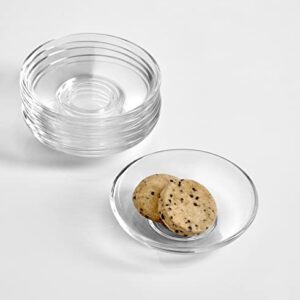 Pasabahce Premium Clear Glass Plate Saucers Set of 6, Safe in Microwave, Great for Servicing Cookies, Snacks, Fruits, Coffee, and Tea Cups, Housewarming Idea