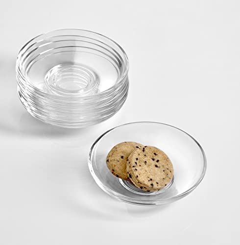 Pasabahce Premium Clear Glass Plate Saucers Set of 6, Safe in Microwave, Great for Servicing Cookies, Snacks, Fruits, Coffee, and Tea Cups, Housewarming Idea