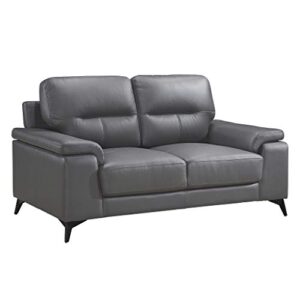 homelegance 67" leather loveseat, dark gray