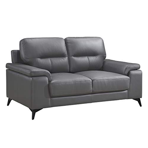 Homelegance 67" Leather Loveseat, Dark Gray